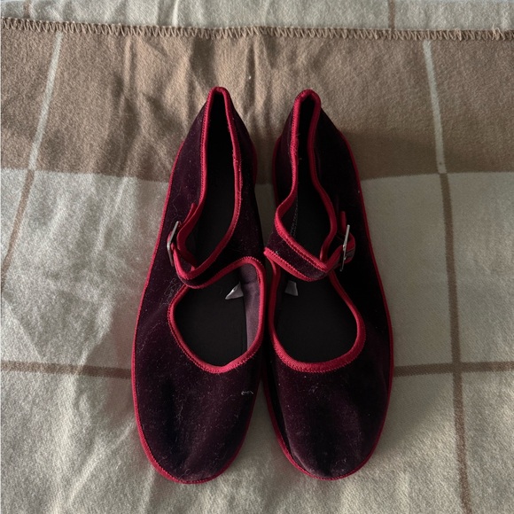 Target | Shoes | Target Burgundy Velvet Flats With Buckle | Poshmark
